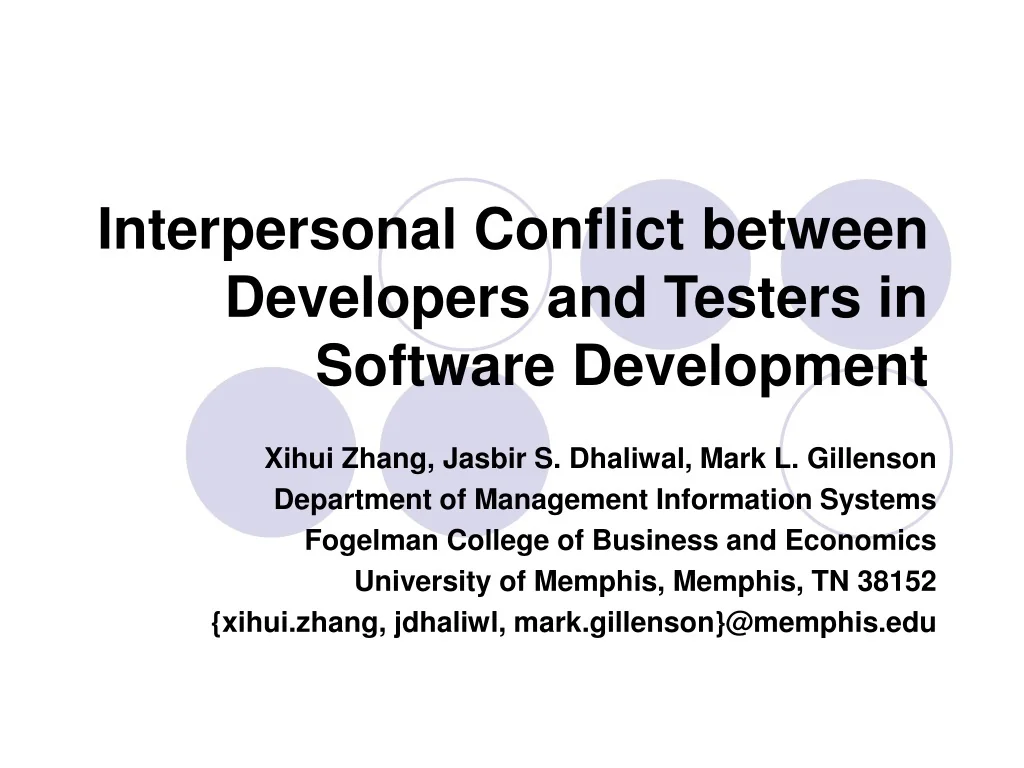 PPT - Managing Interpersonal Conflict Between Developers and Testers in ...