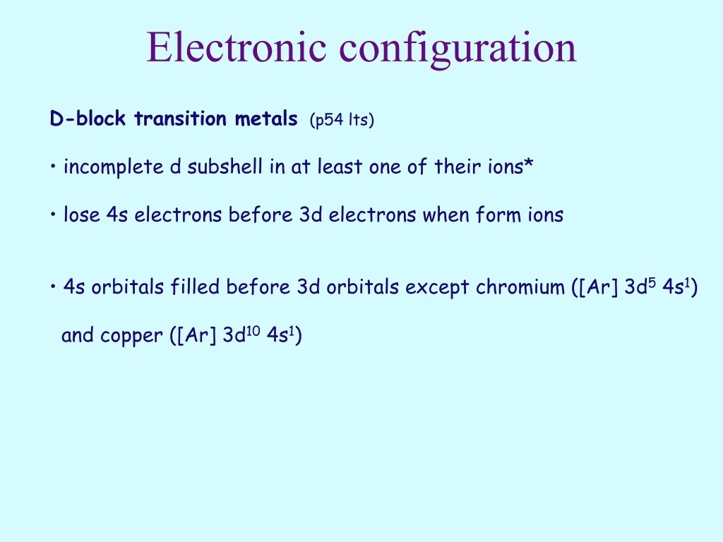 PPT - Transition Metals in Electronic Configuration and Oxidation ...