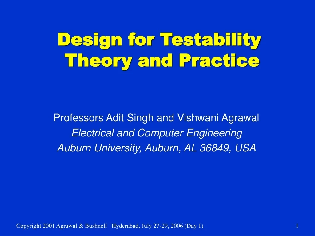 PPT - Design for Testability: Theory and Practice Workshop PowerPoint ...