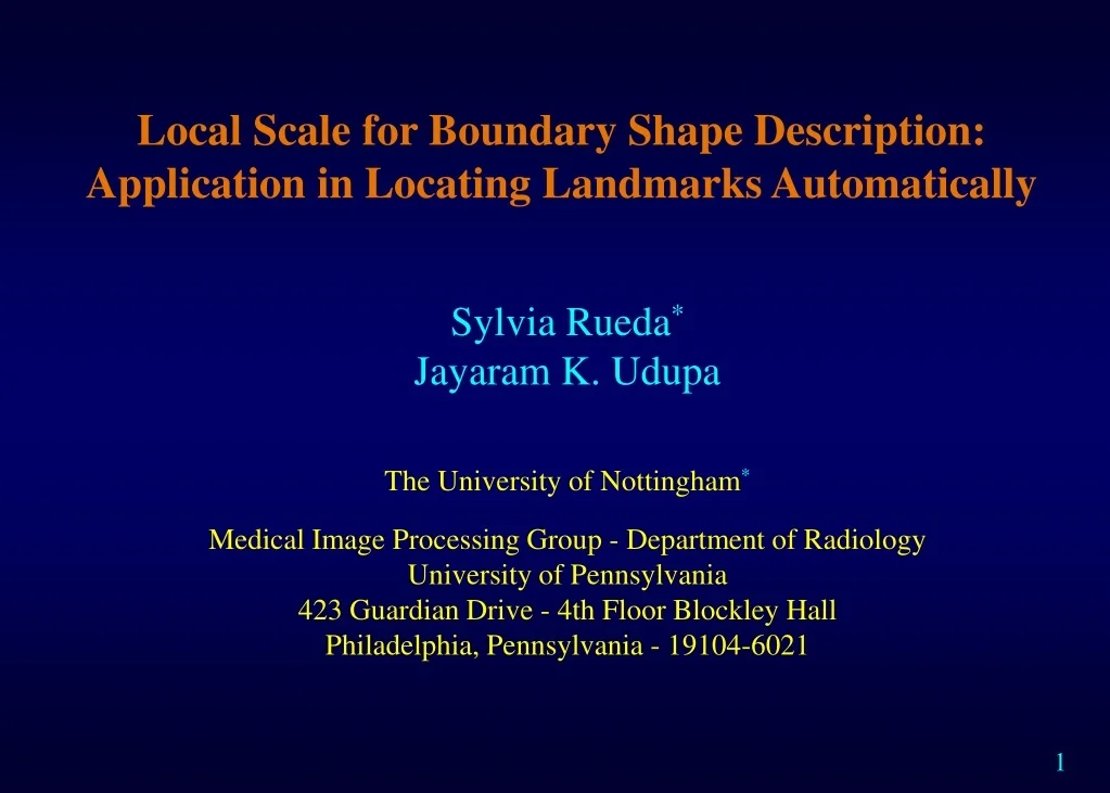 PPT - Local Scale for Boundary Shape Description: Application in ...