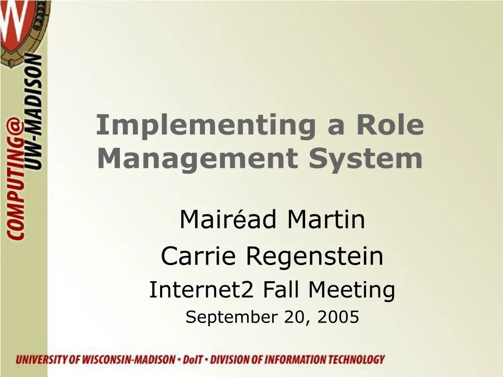PPT - Implementing a Role Management System PowerPoint Presentation ...