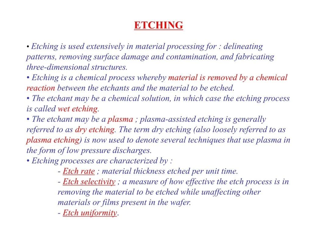 PPT - ETCHING PowerPoint Presentation, free download - ID:9403442