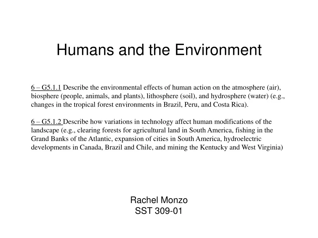 PPT - Humans and the Environment PowerPoint Presentation, free download ...
