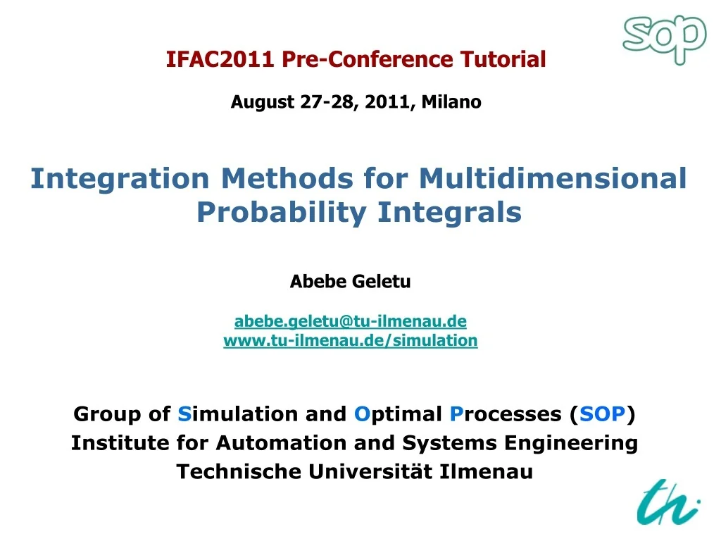 PPT - Integration Methods for Multidimensional Probability Integrals ...