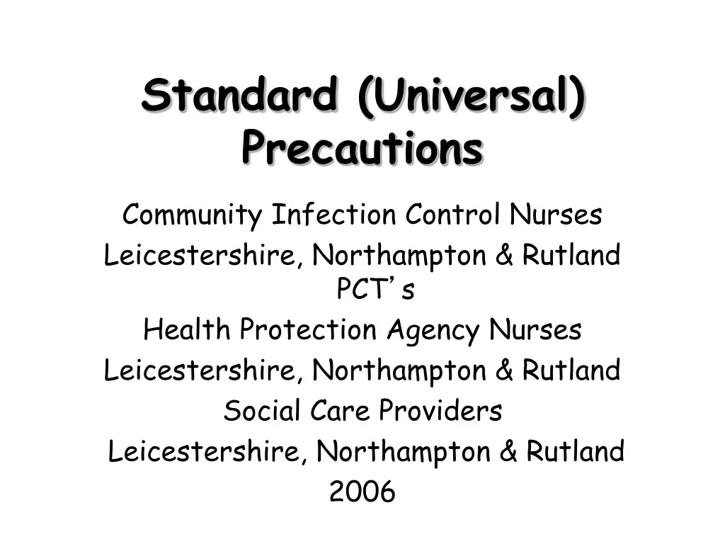 PPT - Standard (Universal) Precautions PowerPoint Presentation, free ...