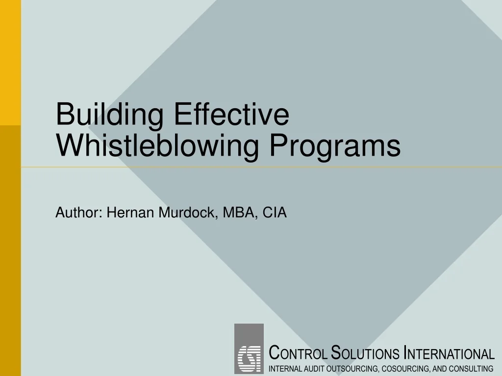 PPT - Building Effective Whistleblowing Programs PowerPoint ...