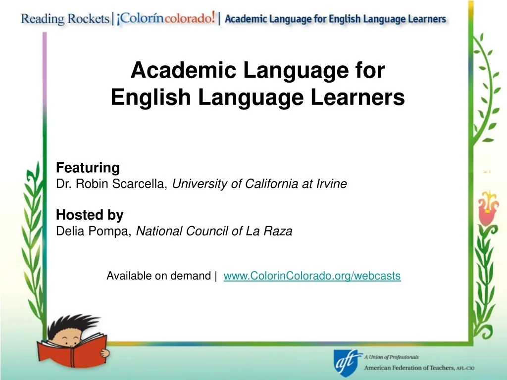 PPT - Academic Language for English Learners PowerPoint Presentation ...