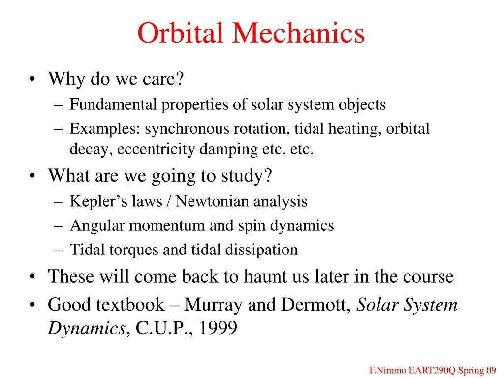 PPT - Solar System Orbital Mechanics Overview PowerPoint Presentation ...
