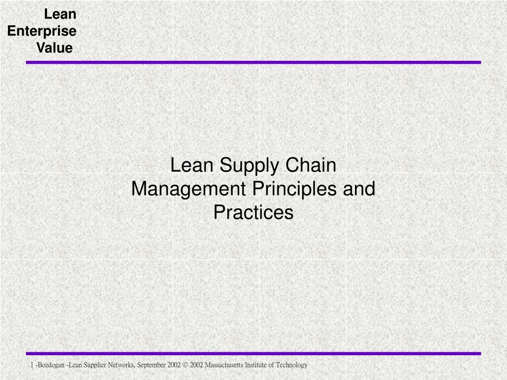 PPT - Lean Supply Chain Management Principles and Practices PowerPoint ...
