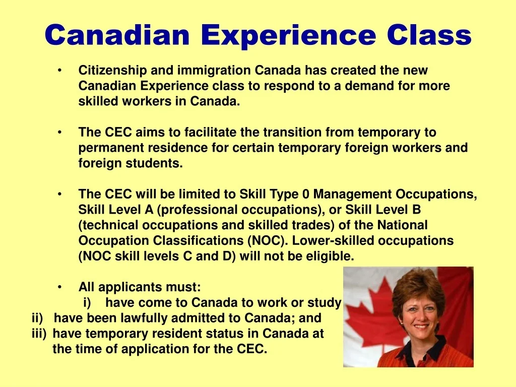 PPT - Canadian Experience Class for Immigration PowerPoint Presentation ...