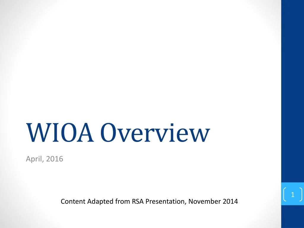 PPT - WIOA Overview PowerPoint Presentation, free download - ID:9420086