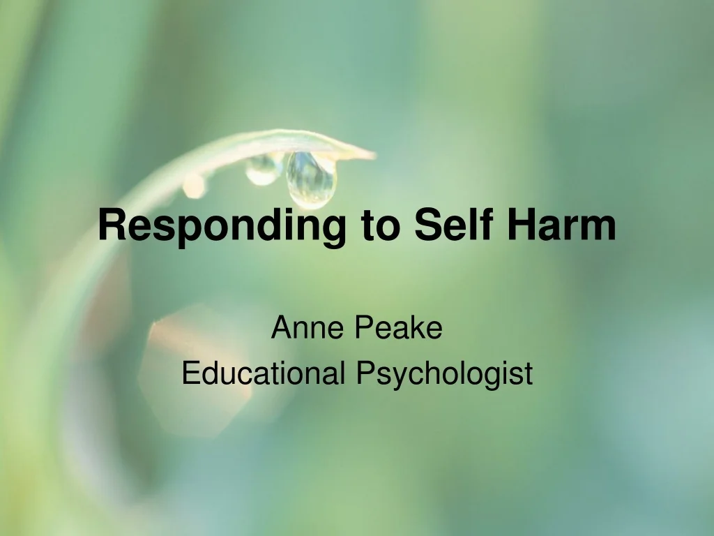 PPT - Self-Harm: Risk Factors, Triggers, and Supportive Strategies ...
