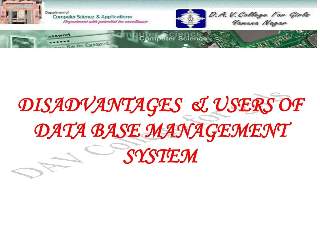 PPT - Disadvantages of Database Management Systems: Cost, Staff ...