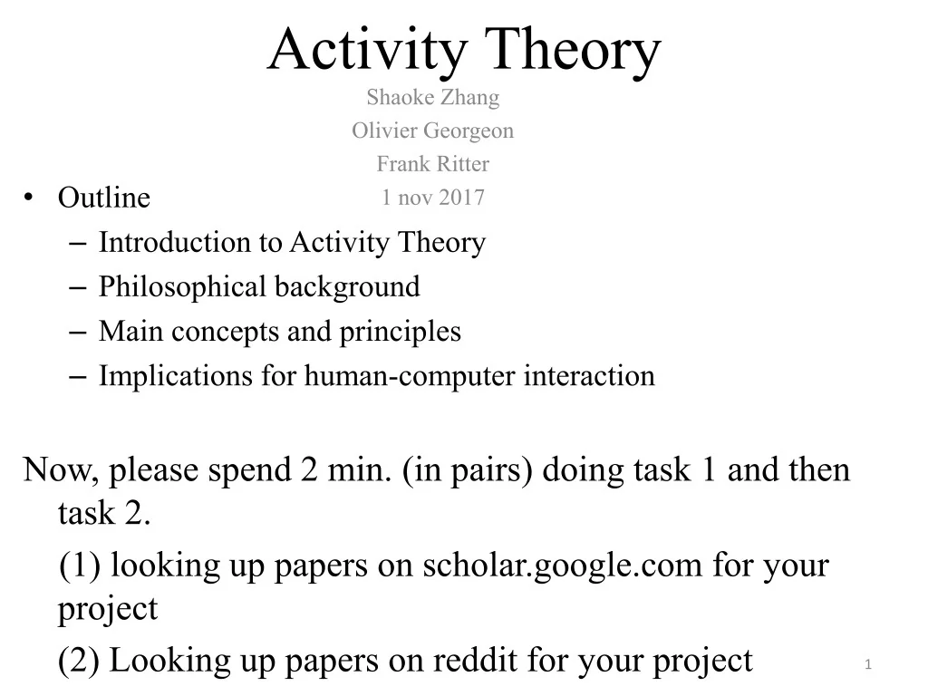 PPT - Activity Theory PowerPoint Presentation, free download - ID:9426520