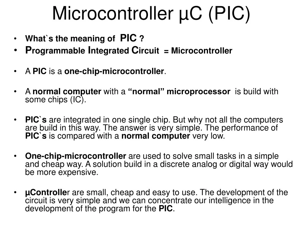PPT - Microcontroller µC (PIC) PowerPoint Presentation, free download ...