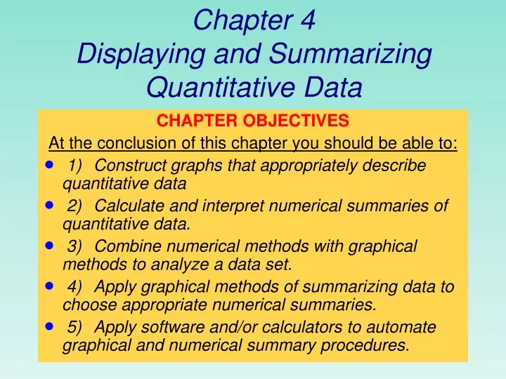 PPT - Chapter 4 Displaying and Summarizing Quantitative Data PowerPoint ... PPT - Chapter 4 Displaying and Summarizing Quantitative Data PowerPoint ...