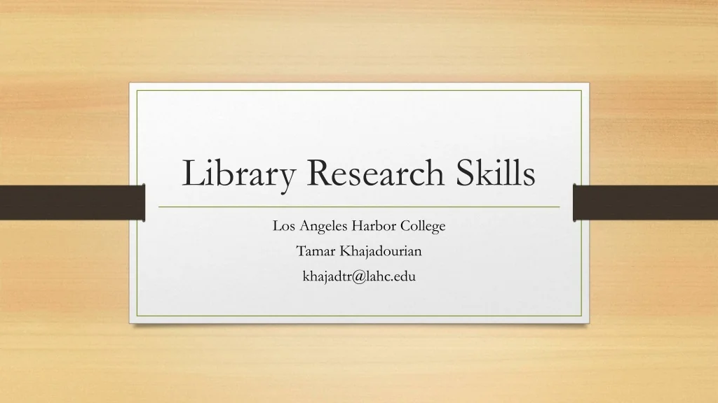 PPT - Library Research Skills PowerPoint Presentation, free download ...