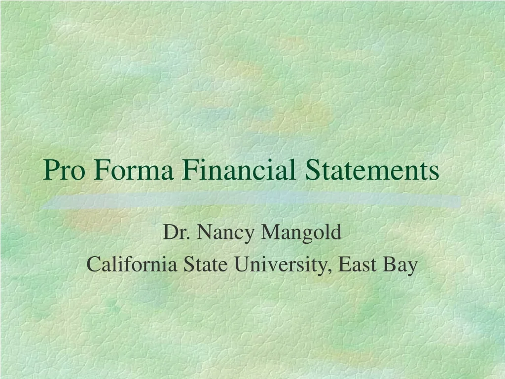 PPT - Pro Forma Financial Statements PowerPoint Presentation, free ...