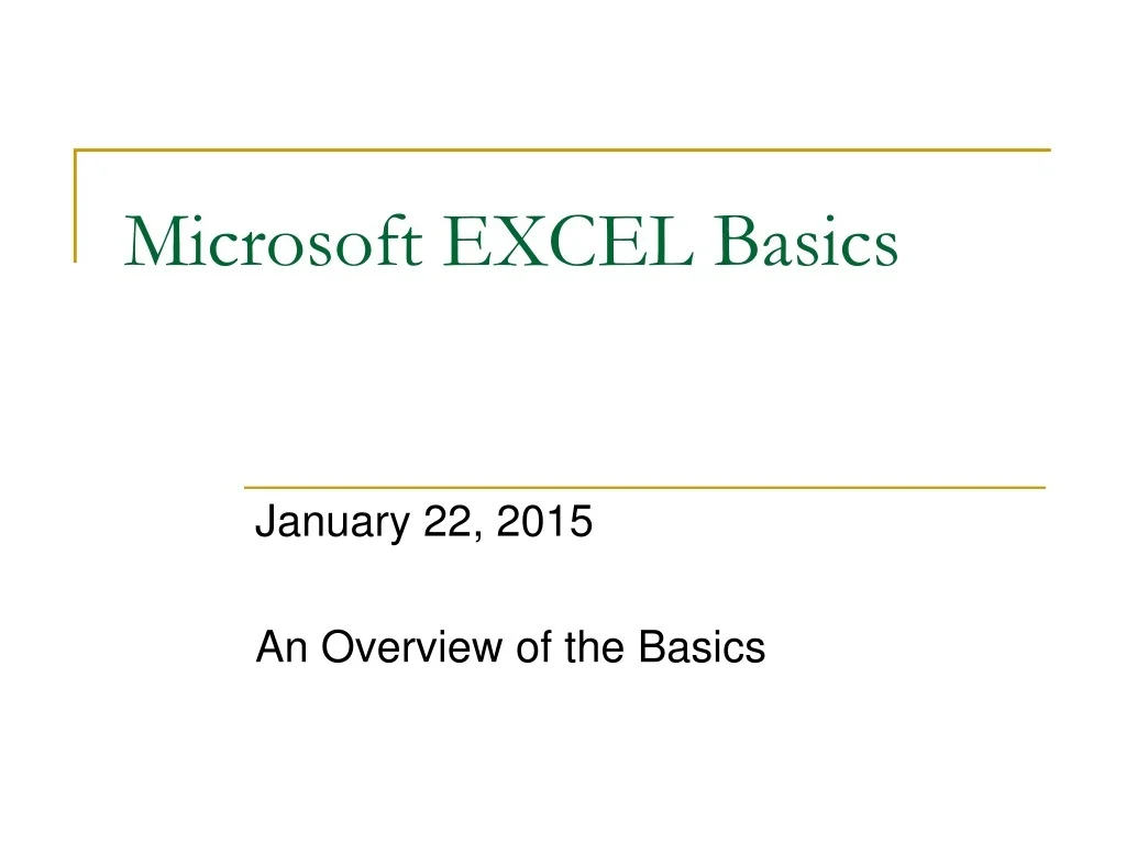 PPT - Microsoft EXCEL Basics PowerPoint Presentation, free download ...
