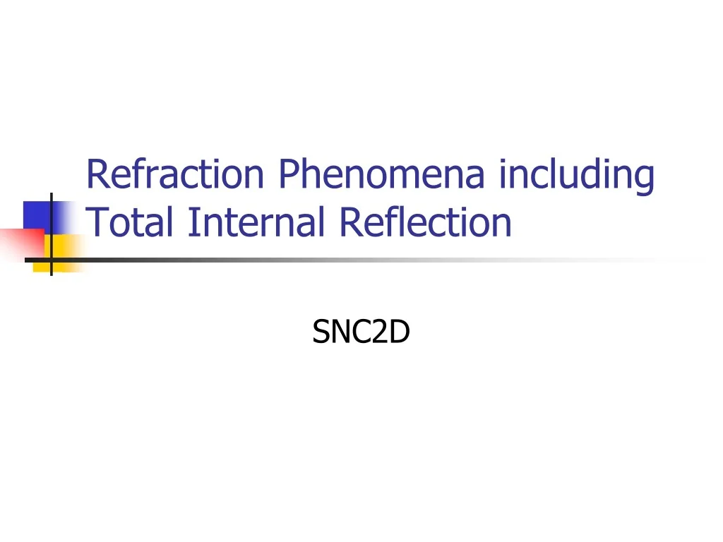 PPT - Refraction Phenomena including Total Internal Reflection ...