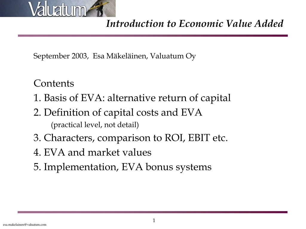PPT - Introduction to Economic Value Added PowerPoint Presentation ...