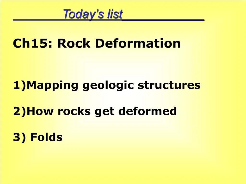 PPT - Today’s list____________ Ch15: Rock Deformation Mapping geologic ...