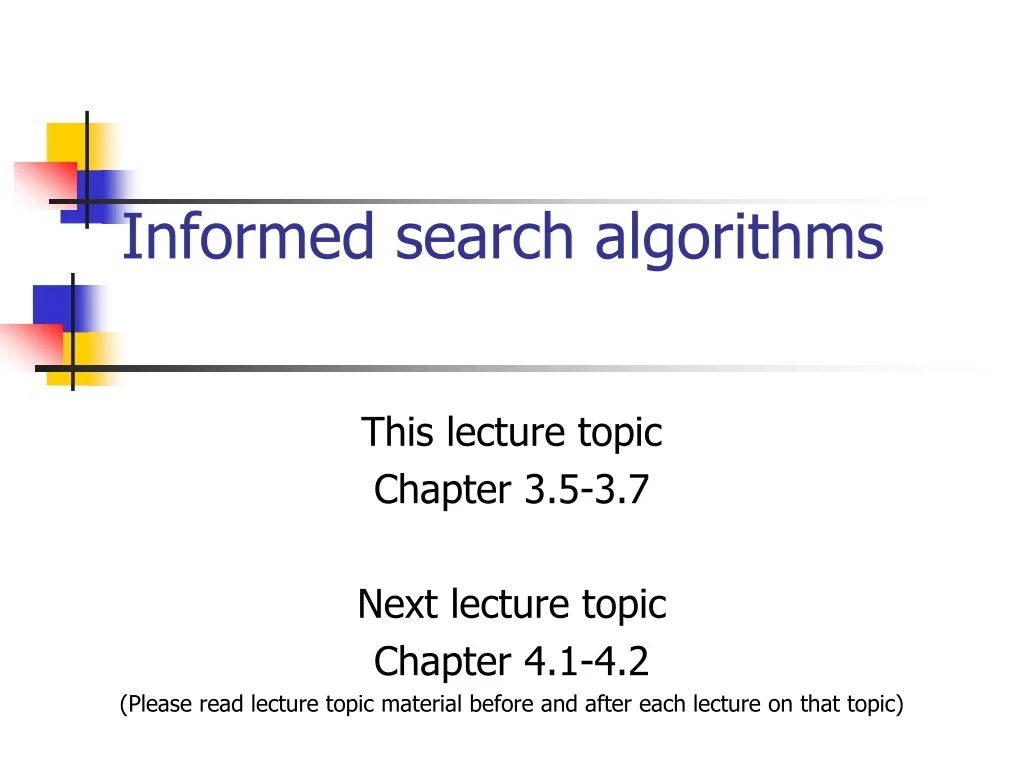 PPT - Informed search algorithms PowerPoint Presentation, free download ...