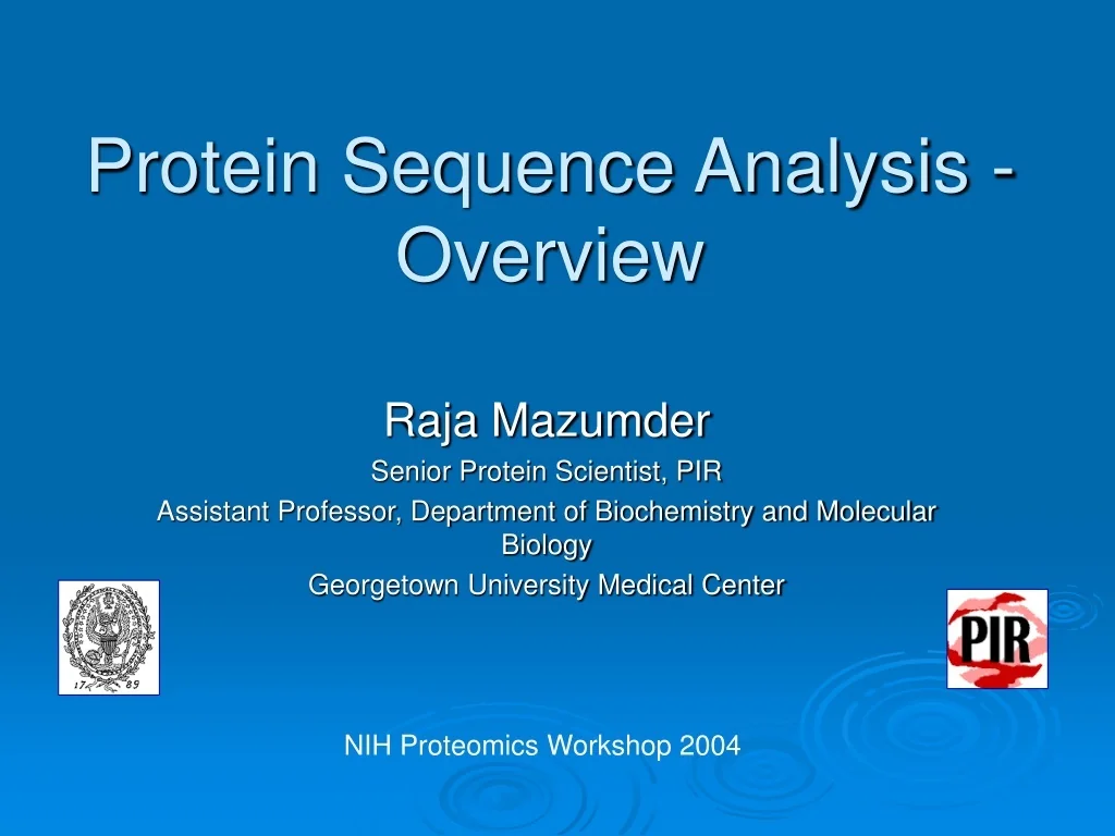PPT - Protein Sequence Analysis - Overview PowerPoint Presentation ...