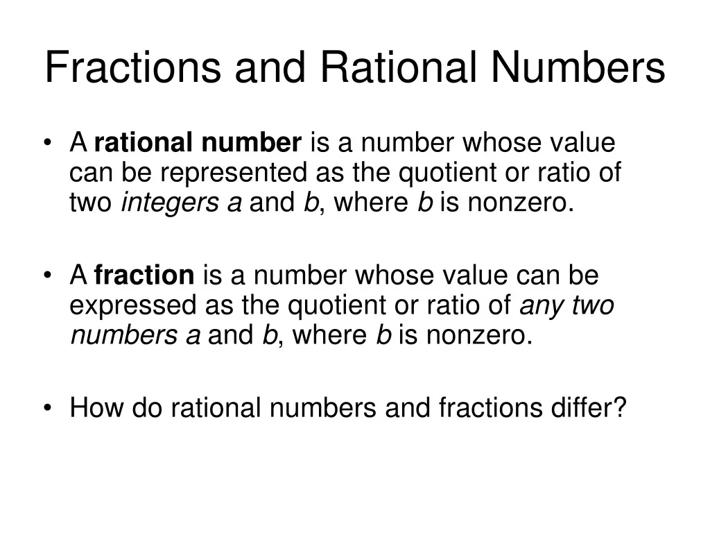 PPT - Fractions and Rational Numbers PowerPoint Presentation, free ...