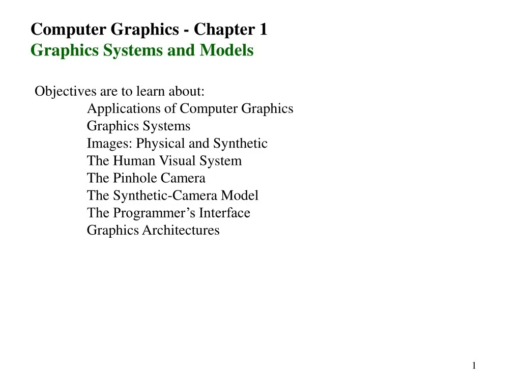 PPT - Computer Graphics - Chapter 1 Graphics Systems and Models ...