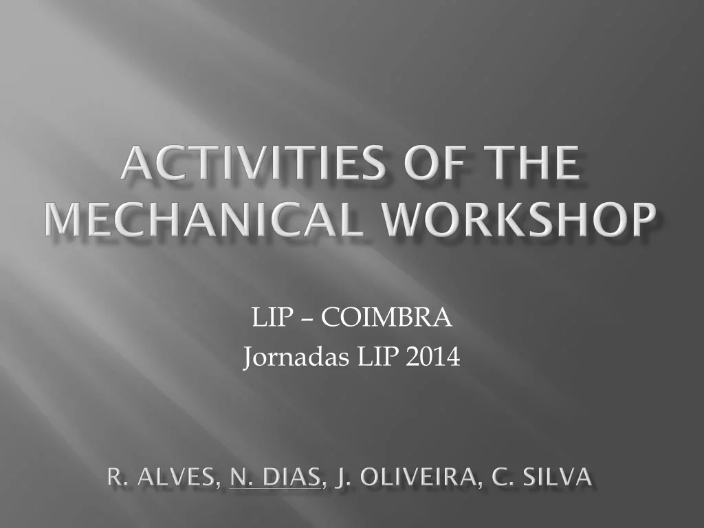 PPT - Activities of the Mechanical Workshop PowerPoint Presentation ...