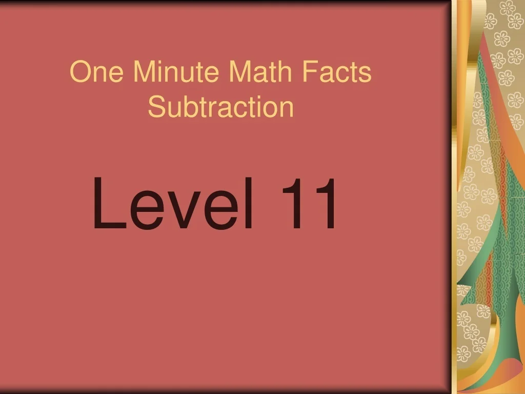 PPT - One Minute Math Facts Subtraction PowerPoint Presentation, free ...