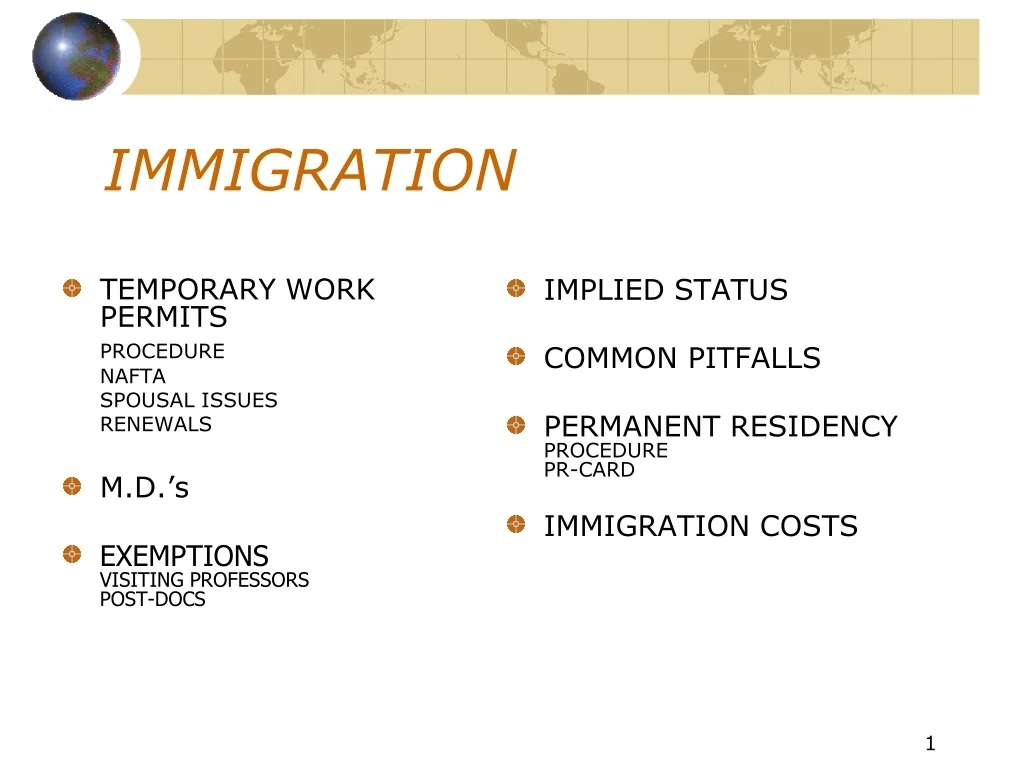 PPT - Immigration Procedures for Temporary Work Permits | Key ...