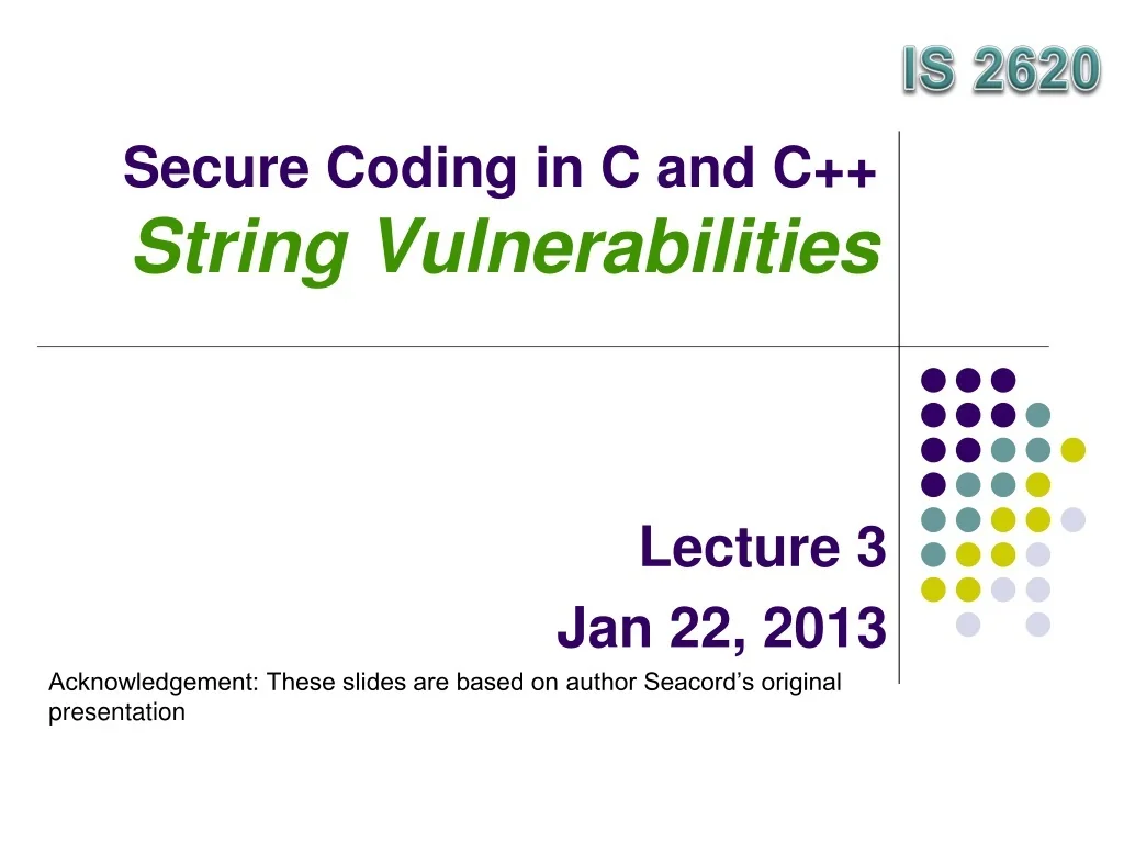 PPT - Secure Coding in C and C++ String Vulnerabilities PowerPoint Presentation - ID:9464013