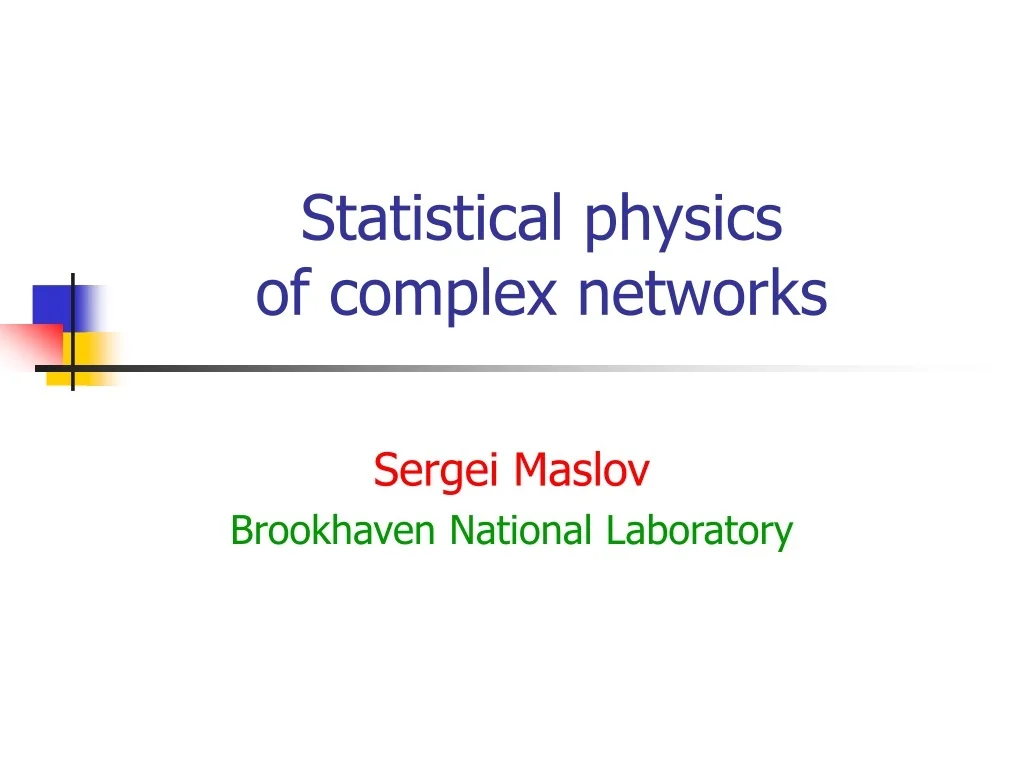 PPT - Statistical physics of complex networks PowerPoint Presentation ...
