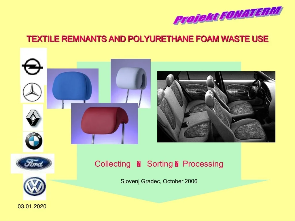 PPT - TEXTILE REMNANTS AND POLYURETHANE FOAM WASTE USE PowerPoint ...