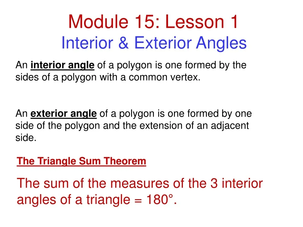 PPT - Interior and Exterior Angles in Polygons PowerPoint Presentation ...