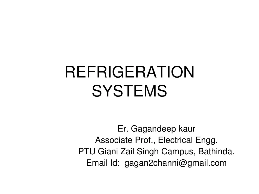 PPT - Basics of Refrigeration Systems: Course Overview and Vapour ...