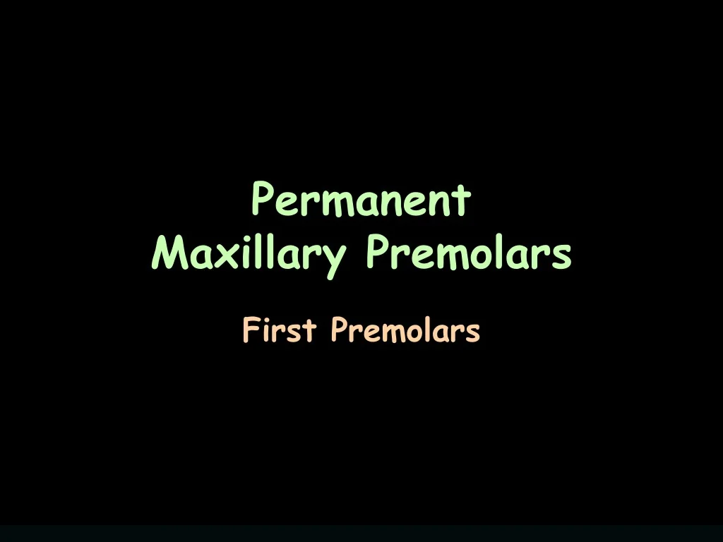 PPT - Permanent Maxillary Premolars PowerPoint Presentation, free ...