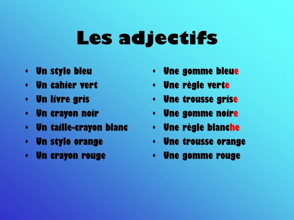 PPT - Fun Learning French Adjectives with School Supplies PowerPoint ...