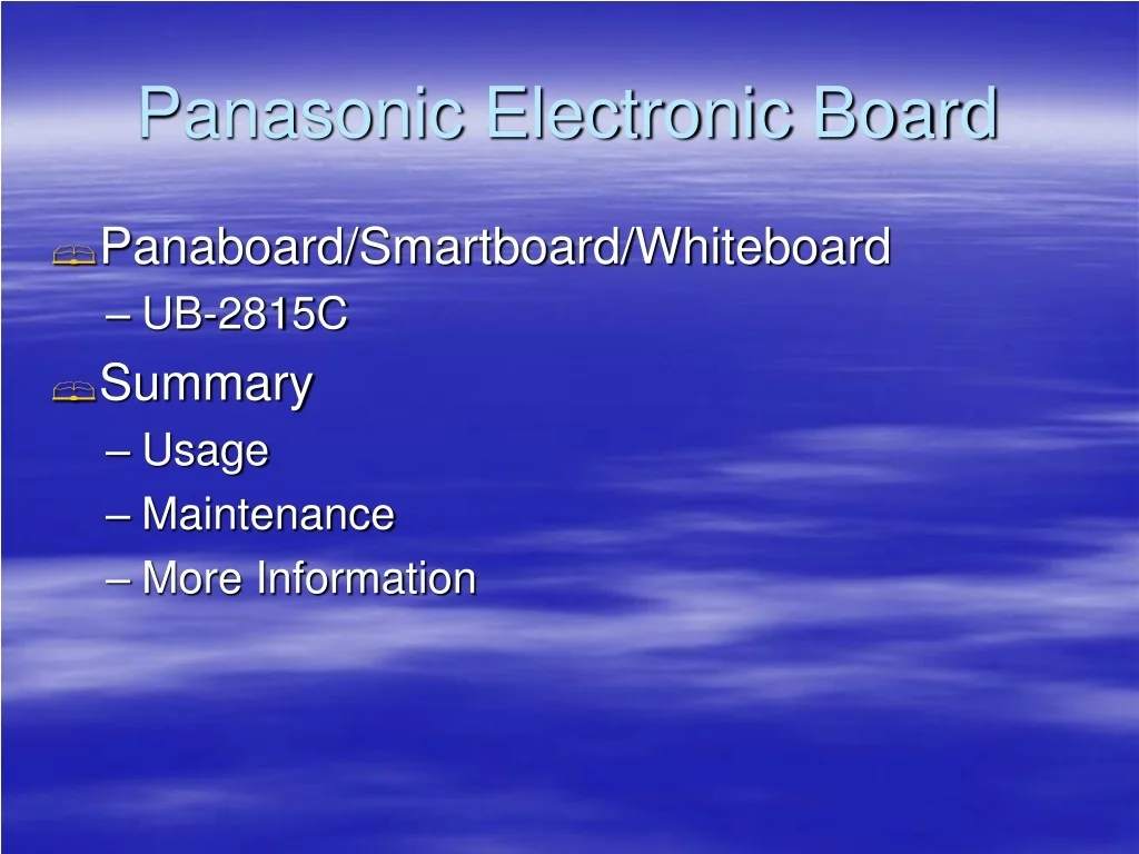 PPT - Panasonic Electronic Board PowerPoint Presentation, free download ...