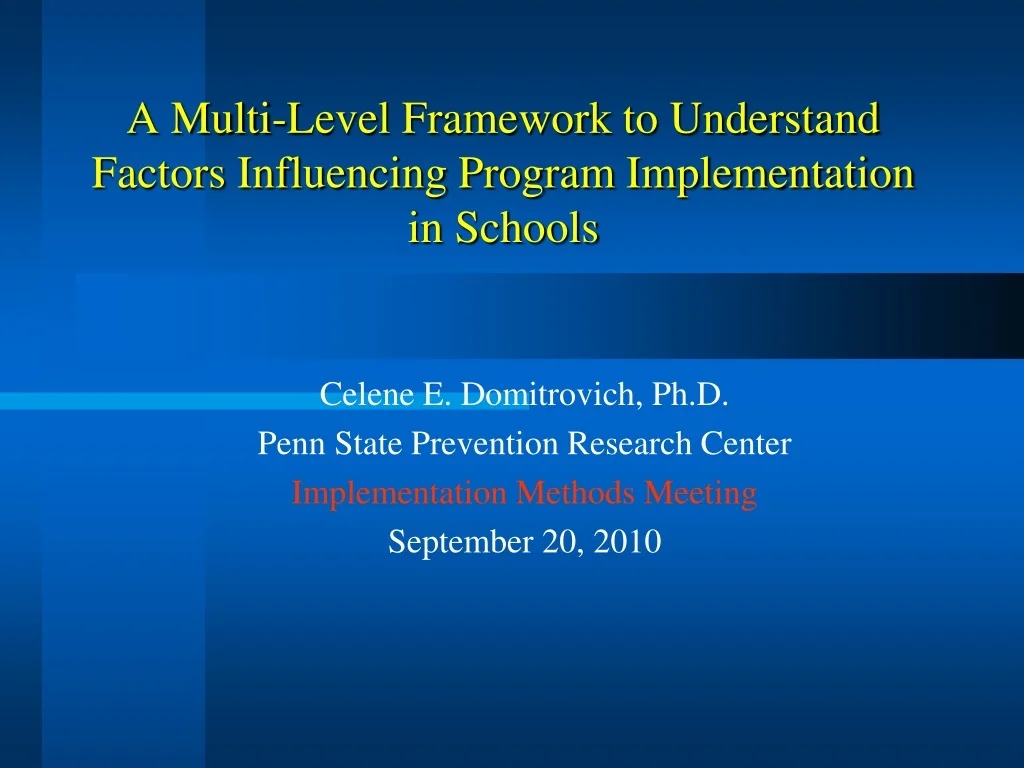 PPT - Comprehensive Framework for Program Implementation in Schools ...
