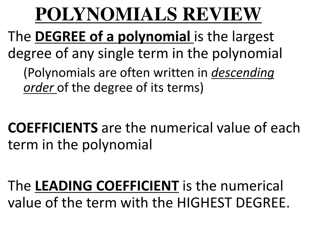 PPT - Polynomial Functions Review and Practice Guide PowerPoint ...
