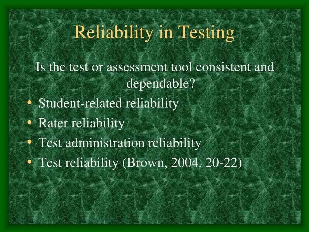 PPT - Enhancing Reliability in Testing: Strategies and Checklist ...