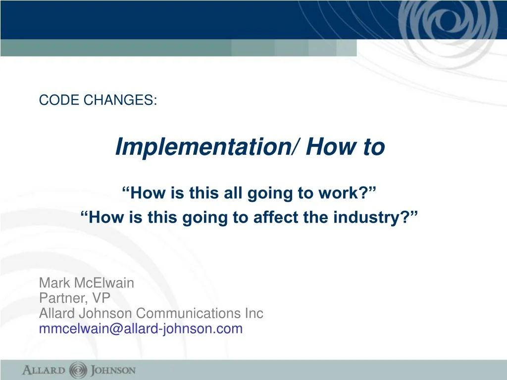 PPT - Impact of Code Changes on the Pharma Industry PowerPoint ...