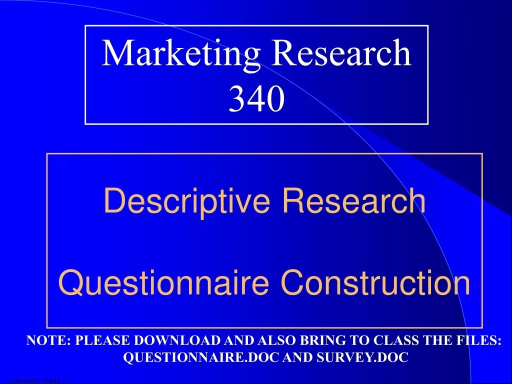 PPT - Descriptive Research Questionnaire Construction PowerPoint ...