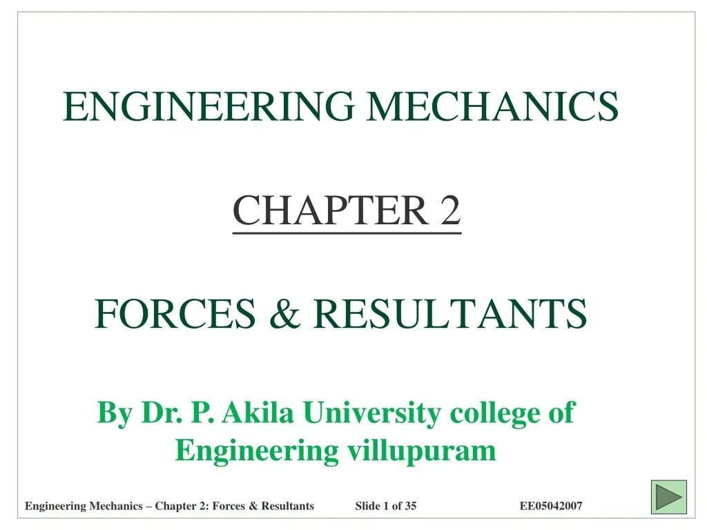 PPT - ENGINEERING MECHANICS CHAPTER 2 FORCES & RESULTANTS PowerPoint Presentation - ID:9491677