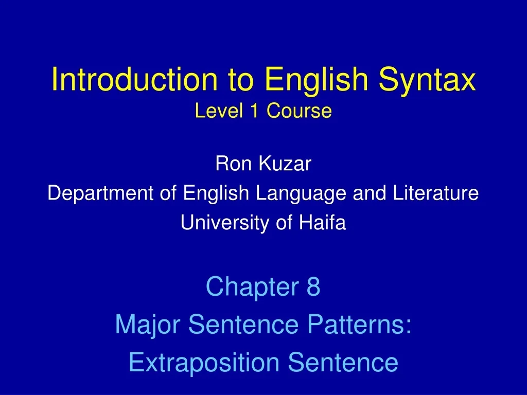 PPT - Introduction to English Syntax Level 1 Course PowerPoint ...