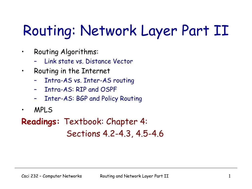 PPT - Routing: Network Layer Part II PowerPoint Presentation, free ...
