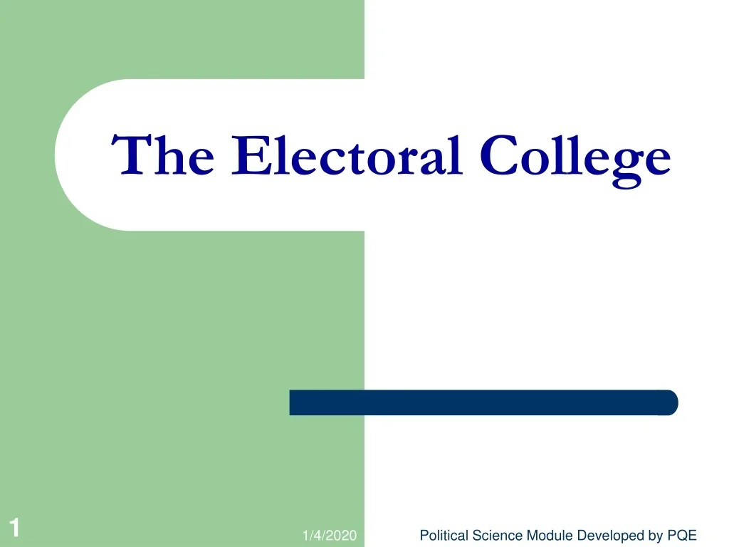 PPT - The Electoral College: History, Role, and Reform PowerPoint ...